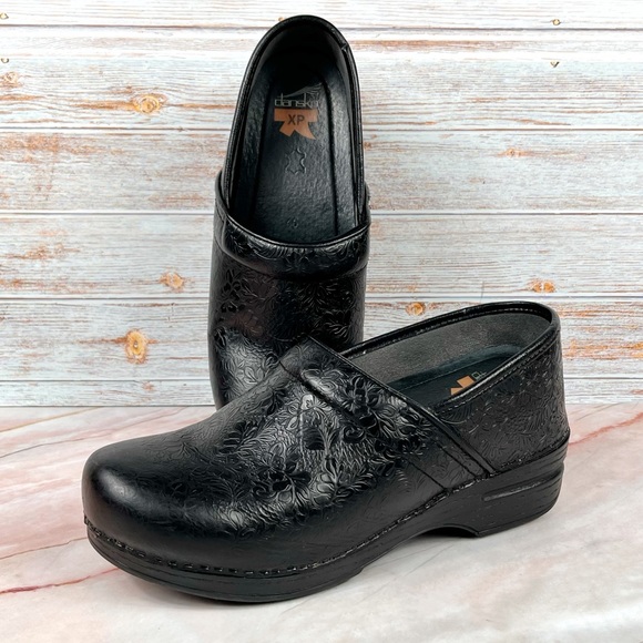 Dansko | Shoes | Dansko Xp Professional Clogs Floral Embossed Leather ...